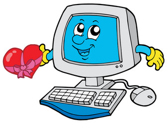 Cartoon smiling desktop computer Royalty Free Vector Image
