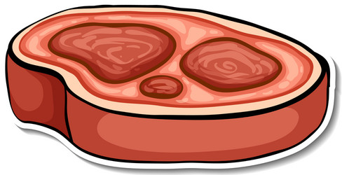 Raw meat sticker on white background Royalty Free Vector