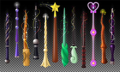 Magic staves with vfx of spells Royalty Free Vector Image
