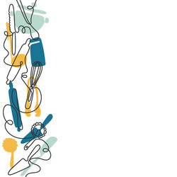 Cutlery line art background one drawing Royalty Free Vector