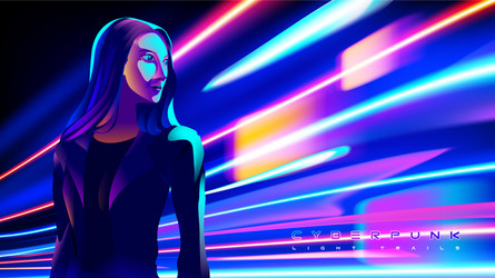 Cyberpunk light trails Royalty Free Vector Image