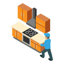 Furniture assembly icon isometric worker Vector Image