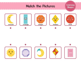 Matching game for kids with a rocket and moon Vector Image