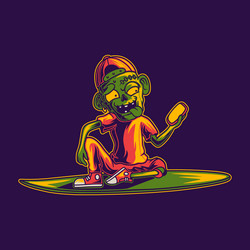 T shirt design zombies surfing in a standing Vector Image
