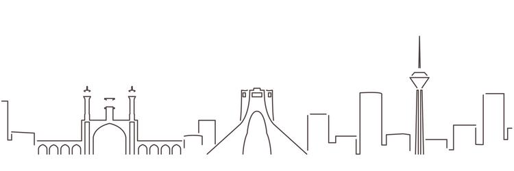 Tehran skyline iran drawn linear art sketch Vector Image