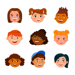 Set cartoon children head Royalty Free Vector Image