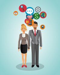 Business couple cartoon Royalty Free Vector Image