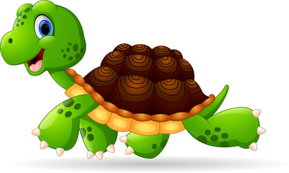Turtle cartoon hiding in his shell Royalty Free Vector Image