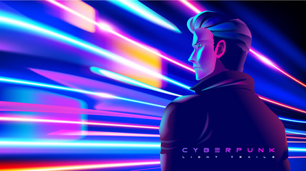 Cyberpunk light trails Royalty Free Vector Image