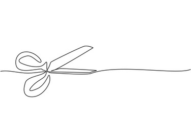Single one line drawing of child plastic scissor Vector Image