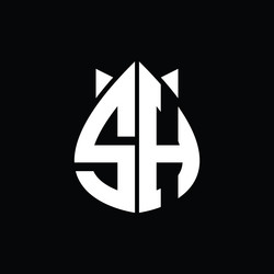 Sh logo monogram shield inside circle shape Vector Image