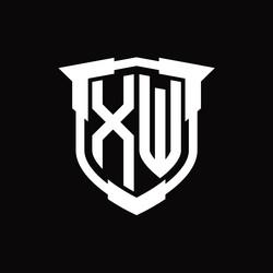 Xw logo monogram shield sharp half round shape Vector Image
