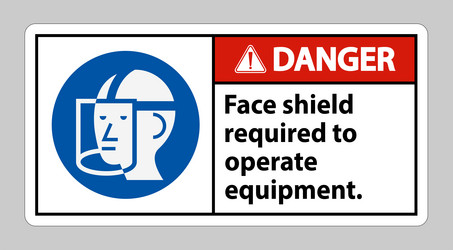 Warning sign flying objects face shield required Vector Image