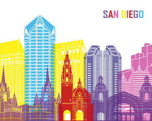 San diego landmarks and monuments Royalty Free Vector Image