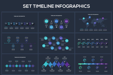 Set timeline dark infographics elements with 5 6 Vector Image
