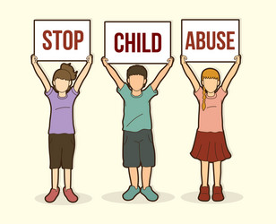 Children with sign board graphic Royalty Free Vector Image