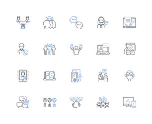 Transportation line icons collection assertion Vector Image