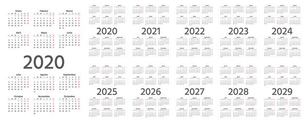 2020 spanish calendar template year planner Vector Image