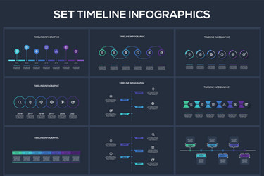 Set timeline dark infographics elements with 5 6 Vector Image