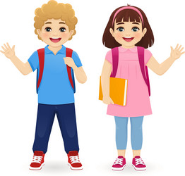 Boy and girl smiling walking happy children Vector Image