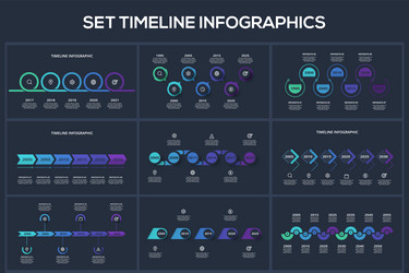 Set timeline dark infographics elements with 5 6 Vector Image