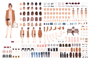 Scientist character creation set woman worker Vector Image