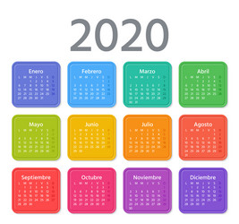 2020 spanish calendar template year planner Vector Image