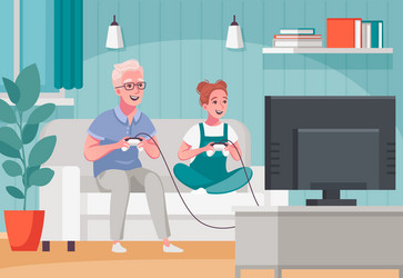 Elderly senior people home cartoon Royalty Free Vector Image