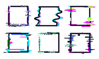 Glitch square frame trendy glitched squares Vector Image
