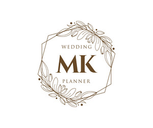 Mk initials letter wedding monogram logos Vector Image
