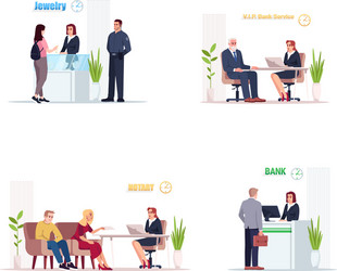 Bank service desk semi flat rgb color Royalty Free Vector
