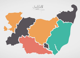 Suffolk england map with states and modern round Vector Image