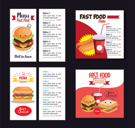 Delicious fast food restaurant menu card Vector Image