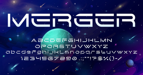 Futuristic space typeface galaxy alphabet font Vector Image