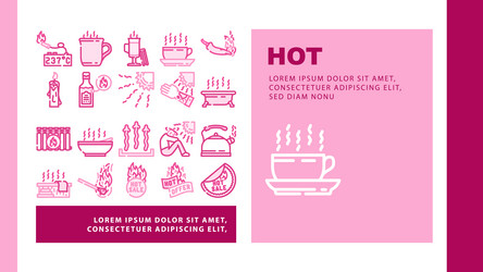 Flame hot fire burn bonfire heat landing header Vector Image