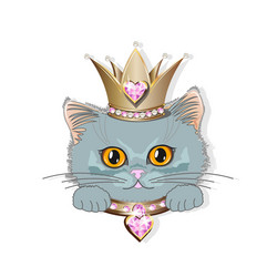 Little cute cat princess Royalty Free Vector Image