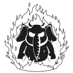 Elephantthe evil red horns fire devil Royalty Free Vector