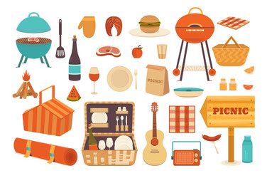 Summer picnic elements set Royalty Free Vector Image