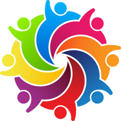 Teamwork hi unity people logo design Royalty Free Vector