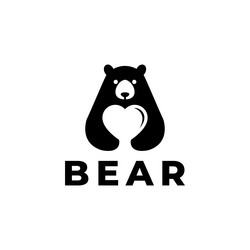 Animal bear love logo 1 Royalty Free Vector Image
