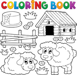 Coloring book with barn and animals Royalty Free Vector