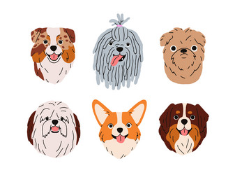 Cute dogs faces set canine head portraits Vector Image
