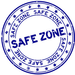 Grunge green safe zone word hexagon rubber seal Vector Image