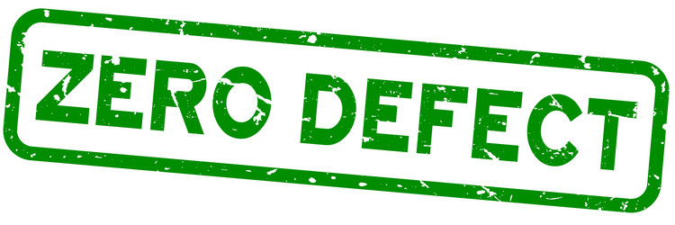 Grunge green zero defect word square rubber seal Vector Image