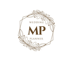 Mp initials letter wedding monogram logos Vector Image