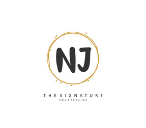Nj initial letter handwriting and signature logo Vector Image