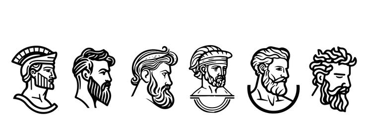 Ancient greek man head logo Royalty Free Vector Image