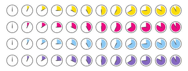 Horizontal set of analog clock icon Royalty Free Vector