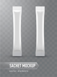 Realistic packaging sachet stick broken Royalty Free Vector