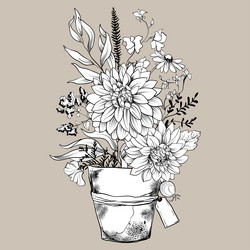 Flower Bucket Drawing Image | Best Flower Site